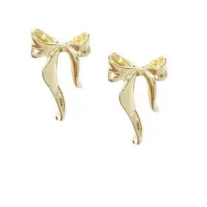 MAISON DE GALA Bow Drop Stud Earrings - Gold