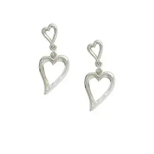 MAISON DE GALA Double-heart Outline Drop Earrings - Silver
