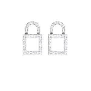 MAISON DE GALA Crystal Lock Earrings - Silver