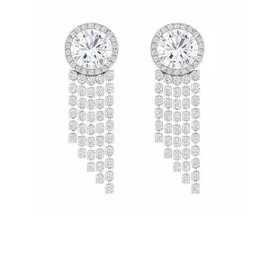 MAISON DE GALA Radiant Cascade Round-cut Earrings - Silver