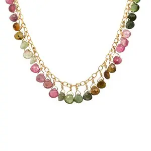 LORI KAPLAN DESIGN Tourmaline Choker Necklace - Gold/blue