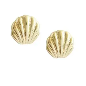 MAISON DE GALA Scallop Shell Stud Earrings - Gold