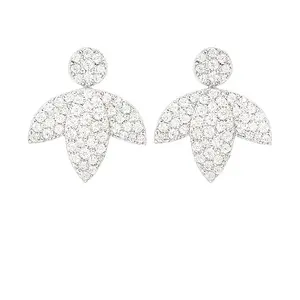 MAISON DE GALA Crystal Petal Silhouette Stud Earrings - Silver