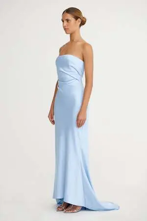 Significant Other Lucile Strapless Satin Gown - Ice Blue