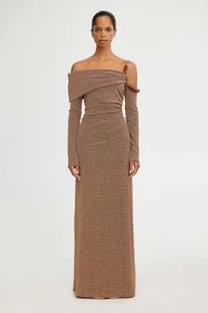 Significant Other Metallic Maxi Gown - Bronze