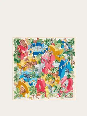 FERRAGAMO Jungle Party Print Silk Scarf - Multicolor