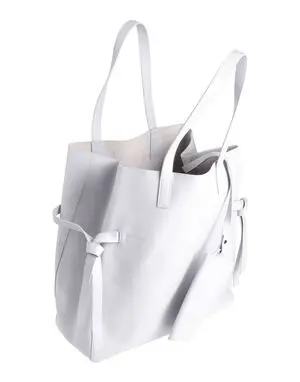 JIL SANDER Leather Shopper Tote With Detachable Pouch - Light Grey