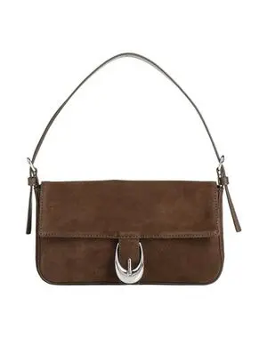 Staud Suede Baguette Bag With Silver Tone Buckle - Brown