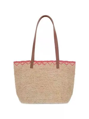 MC2 SAINT BARTH Embroidered Logo Raffia Tote - Neutrals