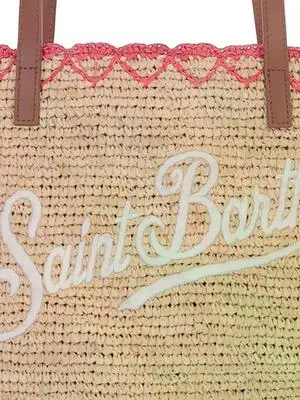 MC2 SAINT BARTH Embroidered Logo Raffia Tote - Neutrals