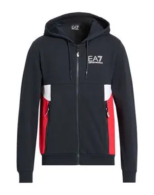 EA7 Cotton & Polyester Blend Hooded Sweatshirt - Blue