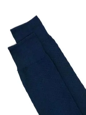 Zegna Textured Mid-calf Socks - Blue