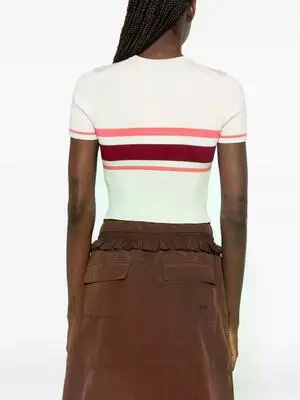 SELF-PORTRAIT Striped Ribbed Knit T-shirt
