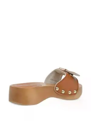 DR. SCHOLL'S SHOES Pescura Heel Sr Leather Heeled Sandals - Brown
