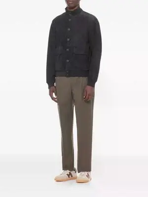 THE JACK LEATHERS Button-up Suede Bomber Jacket