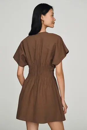 EXQUISE Tobie Pleated Mini Dress - Brown