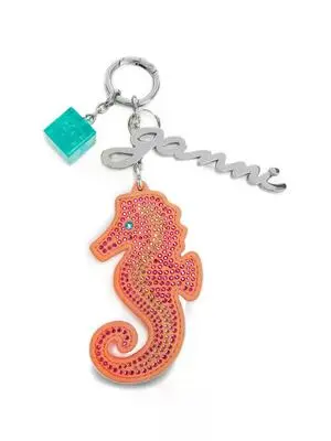 GANNI Crystal-embellished Seahorse Keyring - Orange