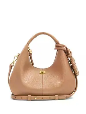 GANNI Logo Plaque Tote Bag - Brown