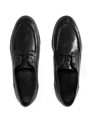 Auralee Lace-up Leather Boat Shoes - Black