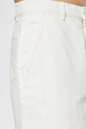 AMI Paris Wide Leg Denim Shorts - Cream