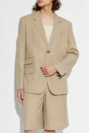 Ami Wool Blazer With Single Vent - Beige