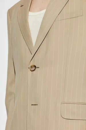 Ami Wool Blazer With Single Vent - Beige