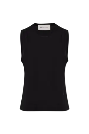 AMI Paris Top With Embroidered Logo - Black