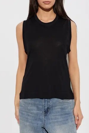 AMI Paris Top With Embroidered Logo - Black