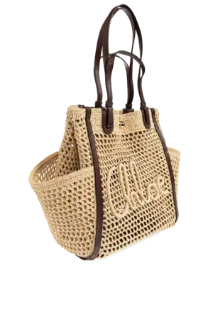 Chloé Iconic Raffia Shopper Bag - Beige