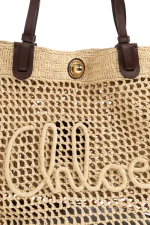 Chloé Iconic Raffia Shopper Bag - Beige