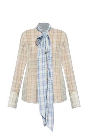 Acne Studios Checked Silk Shirt With Scarf