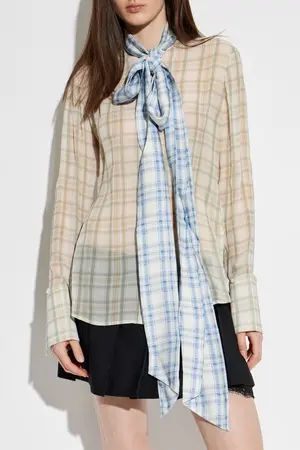 Acne Studios Checked Silk Shirt With Scarf