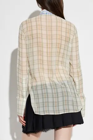 Acne Studios Checked Silk Shirt With Scarf