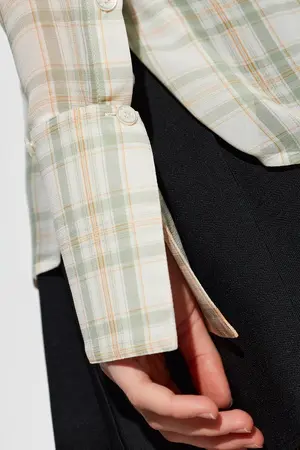 Acne Studios Checked Silk Shirt With Scarf