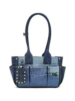 GANNI Small Pocket Studded Shoulder Bag - Blue