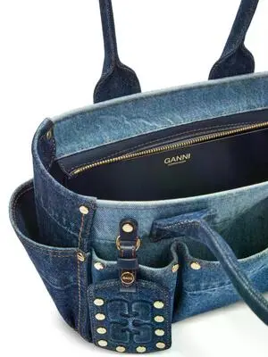 GANNI Small Pocket Studded Shoulder Bag - Blue