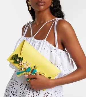 AQUAZZURA Birdsong Raffia Clutch