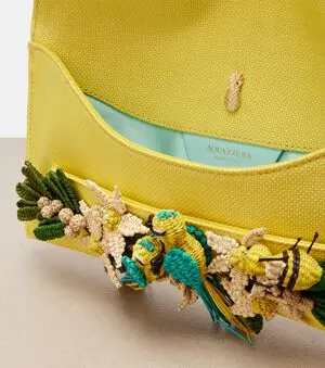 AQUAZZURA Birdsong Raffia Clutch