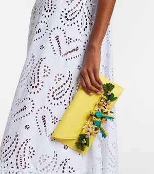 AQUAZZURA Birdsong Raffia Clutch