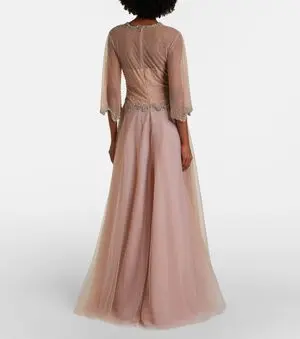 Costarellos Evanna Embellished Tulle Gown