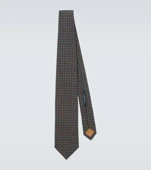 Thom Sweeney Printed Silk Tie - Blue
