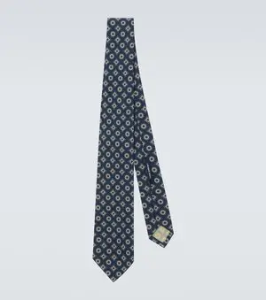 Thom Sweeney Printed Silk Tie - Blue