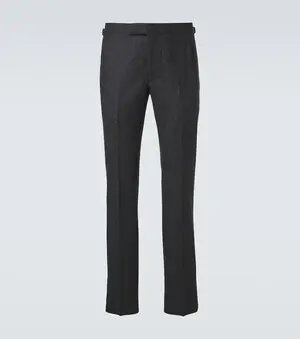 Thom Sweeney Wool Flannel Slim Pants - Grey