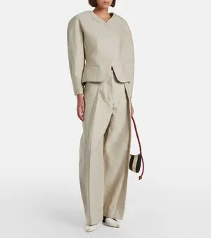Jacquemus Ovalo Cotton And Linen Jacket - Beige