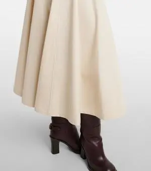 Burberry Belted Cotton Gabardine Midi Skirt - Beige