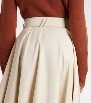 Burberry Belted Cotton Gabardine Midi Skirt - Beige