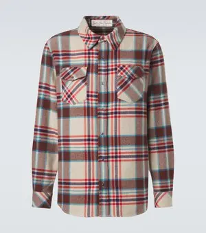 GOD'S TRUE CASHMERE Plaid Cashmere Shirt With Amethyst - Brown