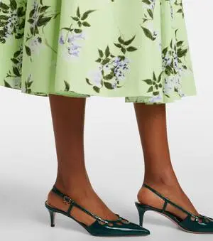 EMILIA WICKSTEAD Eglantine Floral Belted Cotton Midi Dress - Green