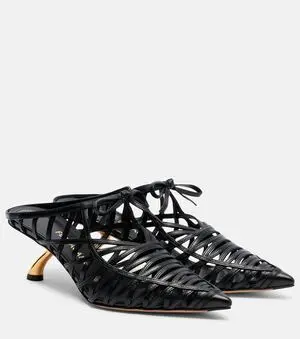 FERRAGAMO Cirry Leather Mules - Black