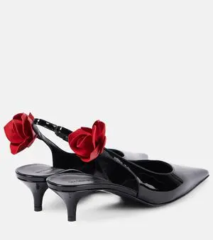 Magda Butrym Floral-appliqué Leather Slingback Pumps - Black